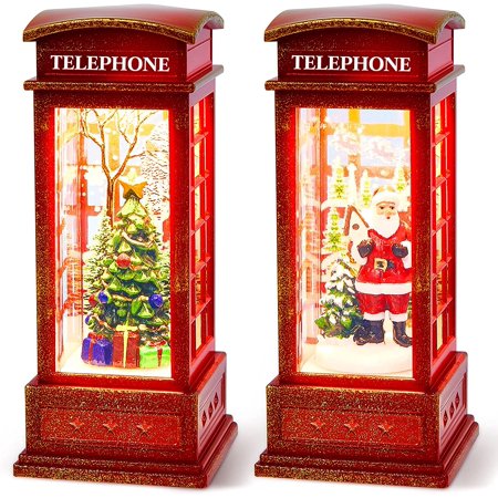 2 Pieces Christmas Phone Booth Red Santa Christmas Tree Telephone Booth ...