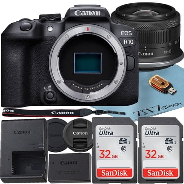 Canon EOS R10 Mirrorless Camera Bundle with 18-45mm Lens, 2x 32GB Cards ...