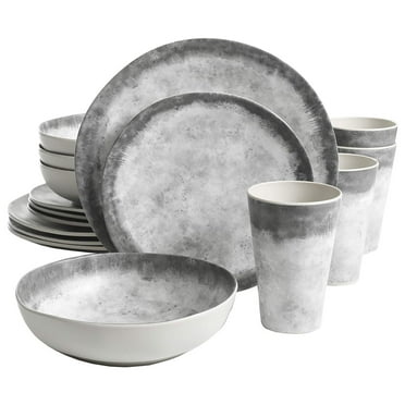 Gibson Home Crest 12 Piece Stackable Matte Melamine Dinnerware Set ...