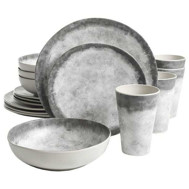 Gibson Home Granite Organic Round Melamine Dinnerware Set, Service for ...