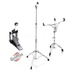 Bass Drum Foot Pedal, Snare Stand & Cymbal Stand (3-PACK) Griffin ...