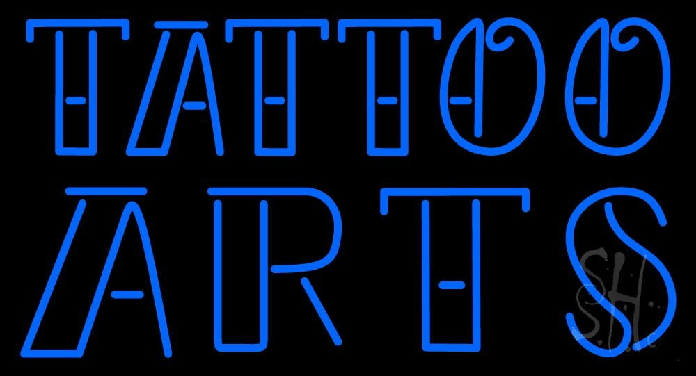 Tattoo Arts LED Neon Sign 13" Tall x 24" Wide - inches Black Square Cut ...