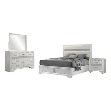 Miranda 4-Piece Queen Platform Storage Bedroom Set with Acrylic Handles ...