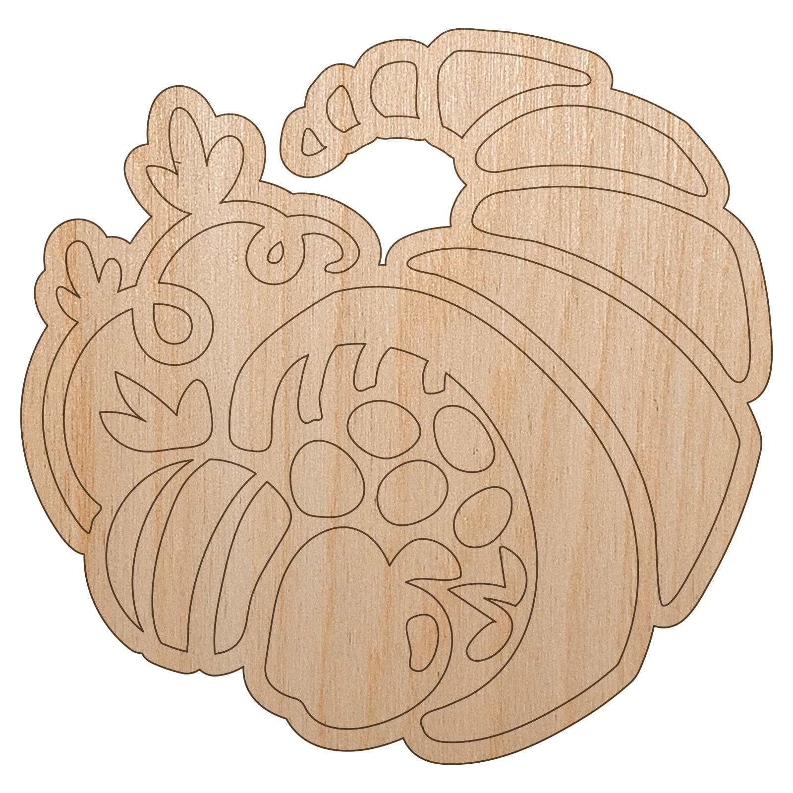 Thanksgiving Fall Cornucopia Wood Shape Unfinished Piece Cutout Craft ...