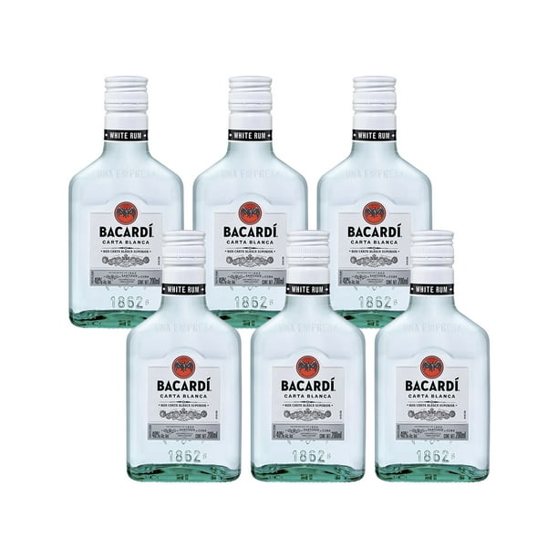 PACK DE 6 RON BACARDI CARTA BLANCA 200 ML | Walmart en línea