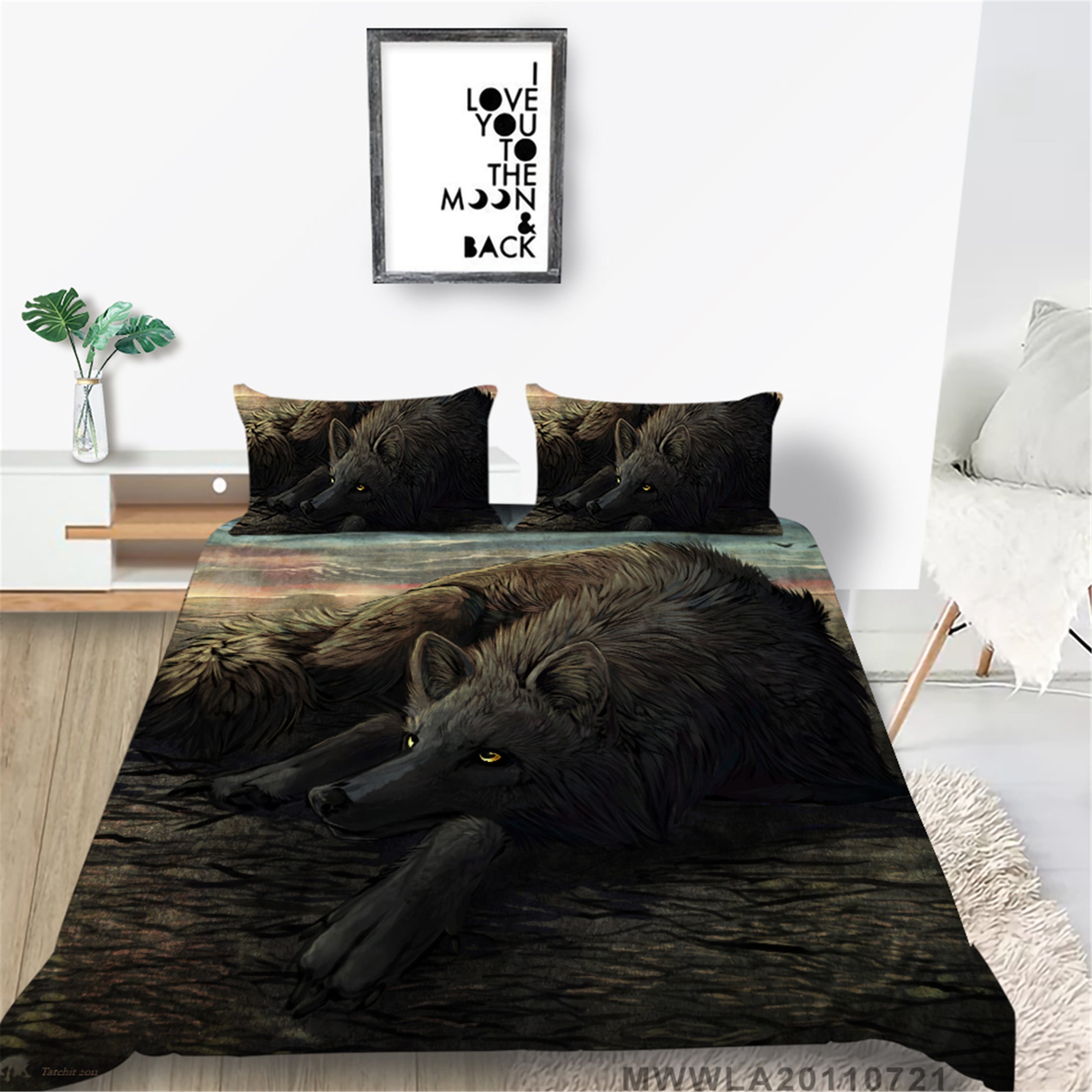 2/3 Pcs Quilt Cover Set Home Bed Set 3D Wolf Printed Duvet Cover Set ...