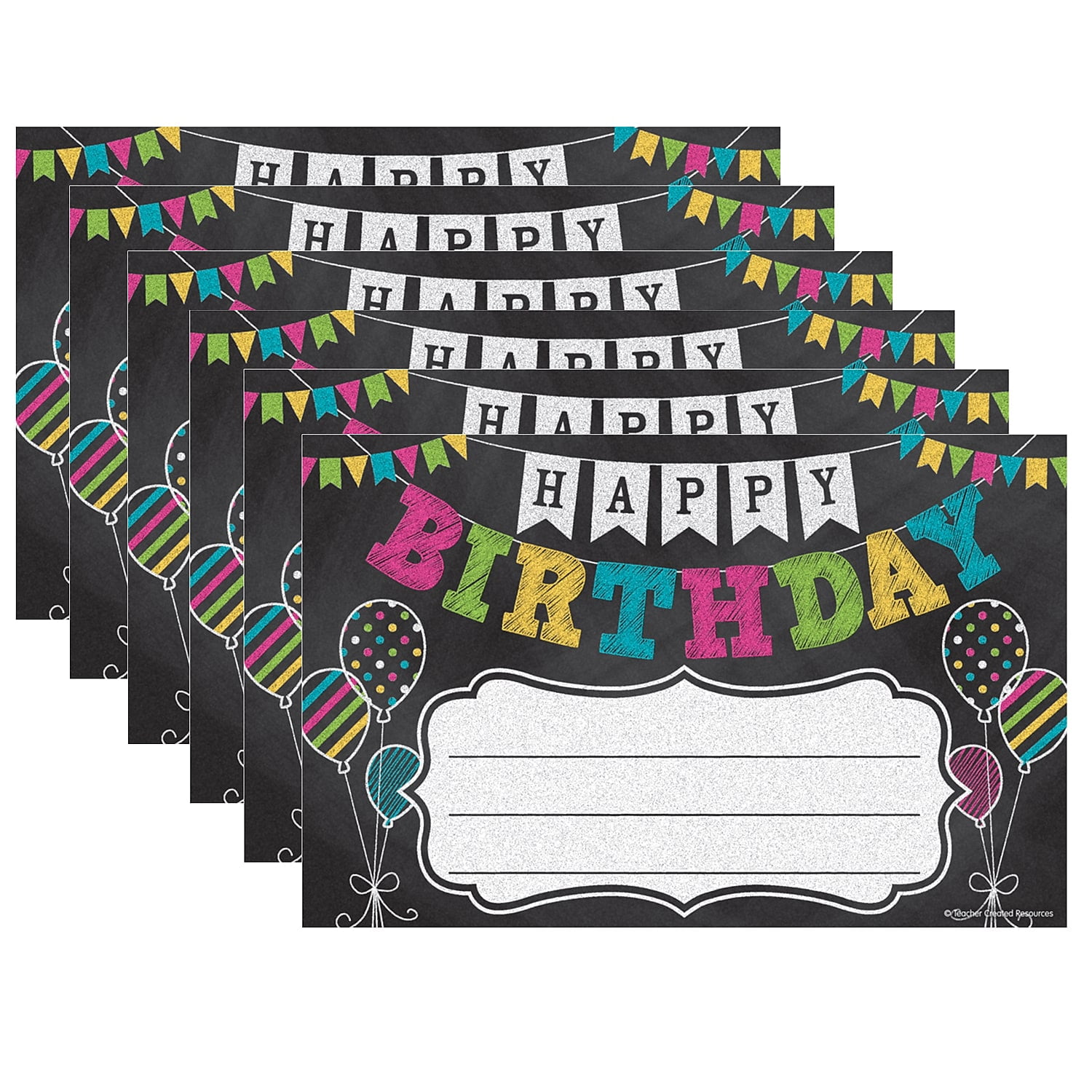 Teacher Created Resources Chalkboard Brights Happy Birthday Awards, 25 ...