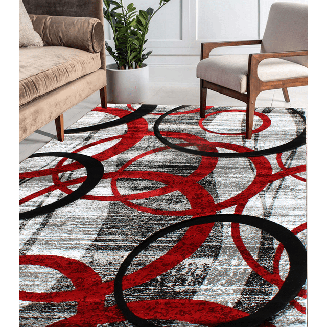 Chester Abstract Red/Gray Area Rug - Walmart.com