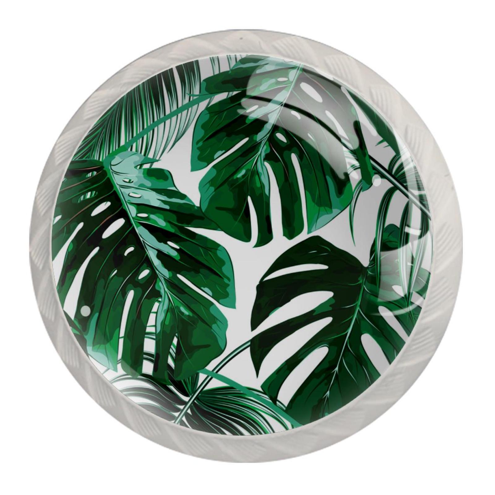 4 Pcs Green Tropical Leaves Knobs for Kitchen Cabinet Cupboard Dresser ...