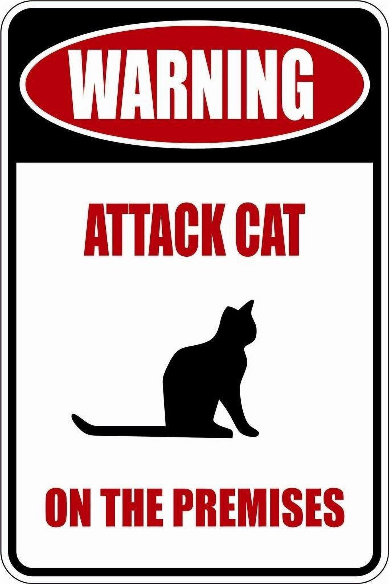 Design With Vinyl Warning Attack Cat Artwork Danger Cat Sign Sticker ...