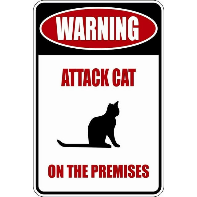 Design With Vinyl Warning Attack Cat Artwork Danger Cat Sign Sticker ...