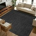 Black Area Rugs 5x8 for Living Room, Farmhouse Burlap Solid Black Color ...