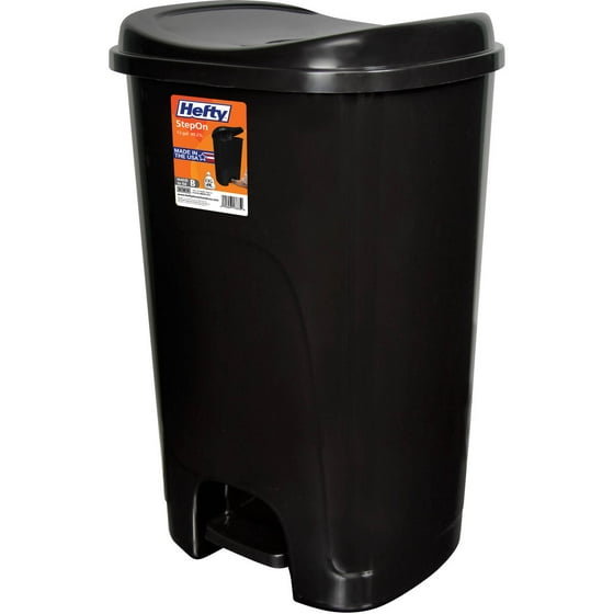 Hefty Step-On 13-Gallon Trash Can, Black - Walmart.com