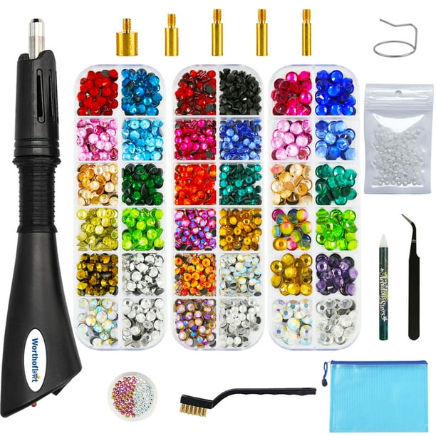 Worthofbest Bedazzler Kit with Rhinestones, Hotfix Applicator, Hot Fix ...
