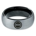 Tungsten Beer Bottle Cap Band Ring 8mm Men Women Comfort Fit Black Dome ...