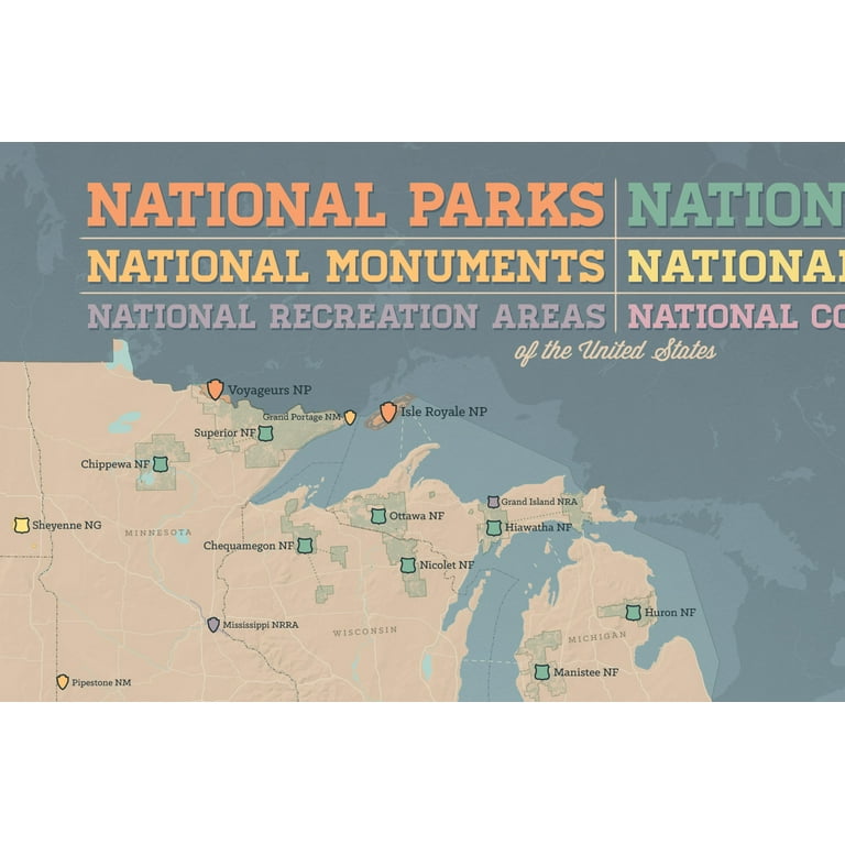 Us National Parks Monuments Forests Map 24x36 Poster Best Maps Ever