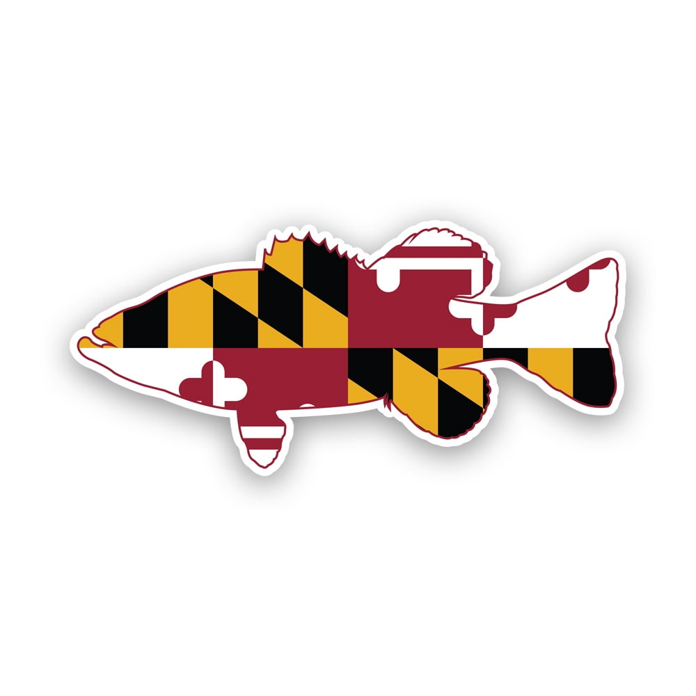 Maryland Bass Flag Sticker Decal - Self Adhesive Vinyl - Weatherproof ...