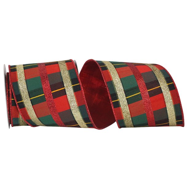 Reliant Ribbon - 93445W-001-10D, Jordan Plaid Dupione Deluxe Glitter ...