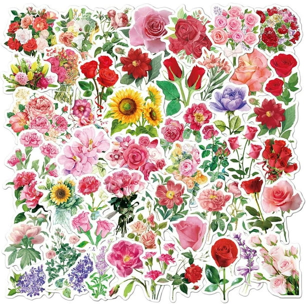 50 Pack Red Rose Stickers Water Bottles Laptop Car Phone Motorcycle ...