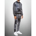Black Paisley Bandana Print Zip-Up Jacket And Jogger Pants Two-Piece ...