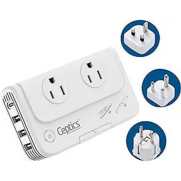 Ceptics World Travel Adapter Kit 2 USB-A, USB-C US Outlets, 20W/QC 18W ...