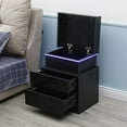 Miumaeov Bedroom LED Nightstand, Black Modern High Gloss LED Lights ...