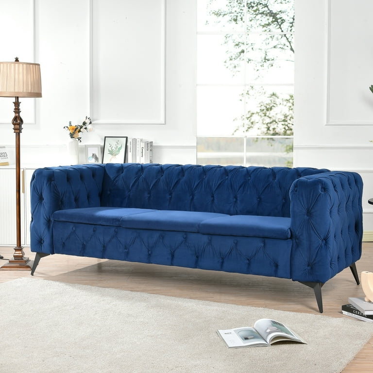 Blue Fabric Chesterfield Sofa | Baci Living Room
