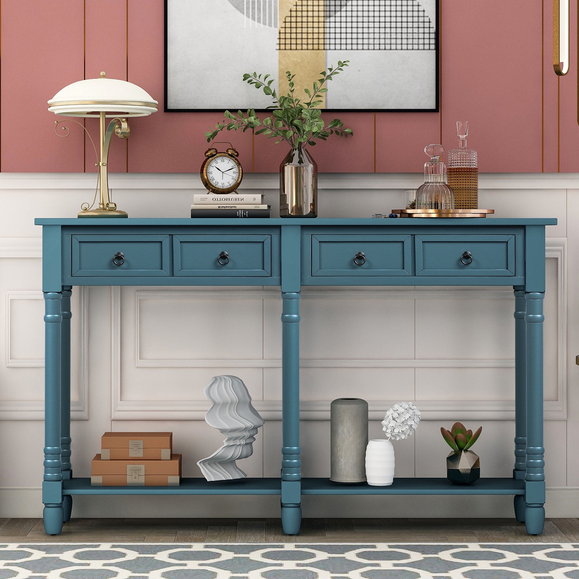 UWR-Nite Long Console Table with Drawers, Rectangular Sofa Table for ...