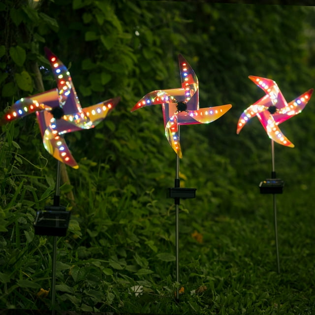 EP Light 2 Pack Garden Pinwheel Solar Wind Spinner Lights; Outdoor ...