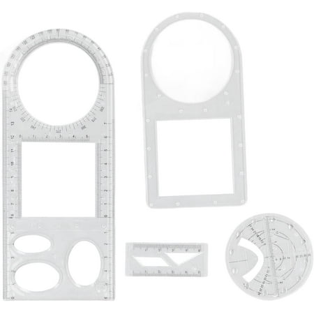 Multifunctional Geometric Ruler, Rotatable Drawing Ruler Rotatable Firm ...