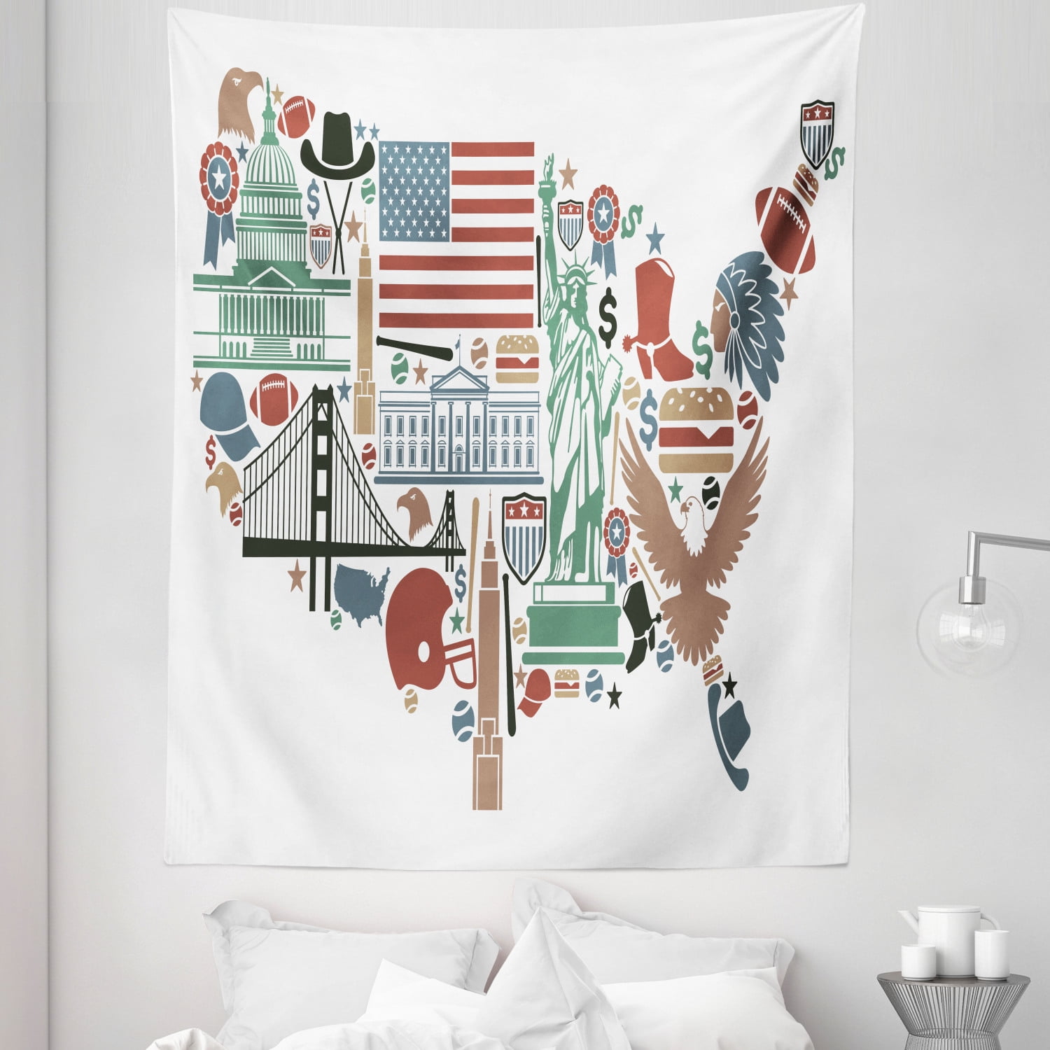 Map Tapestry, Traditional in the Form of United States of America Map ...