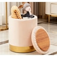 Velvet Storage Ottoman, Multipurpose Footrest Stool with Metal Base ...