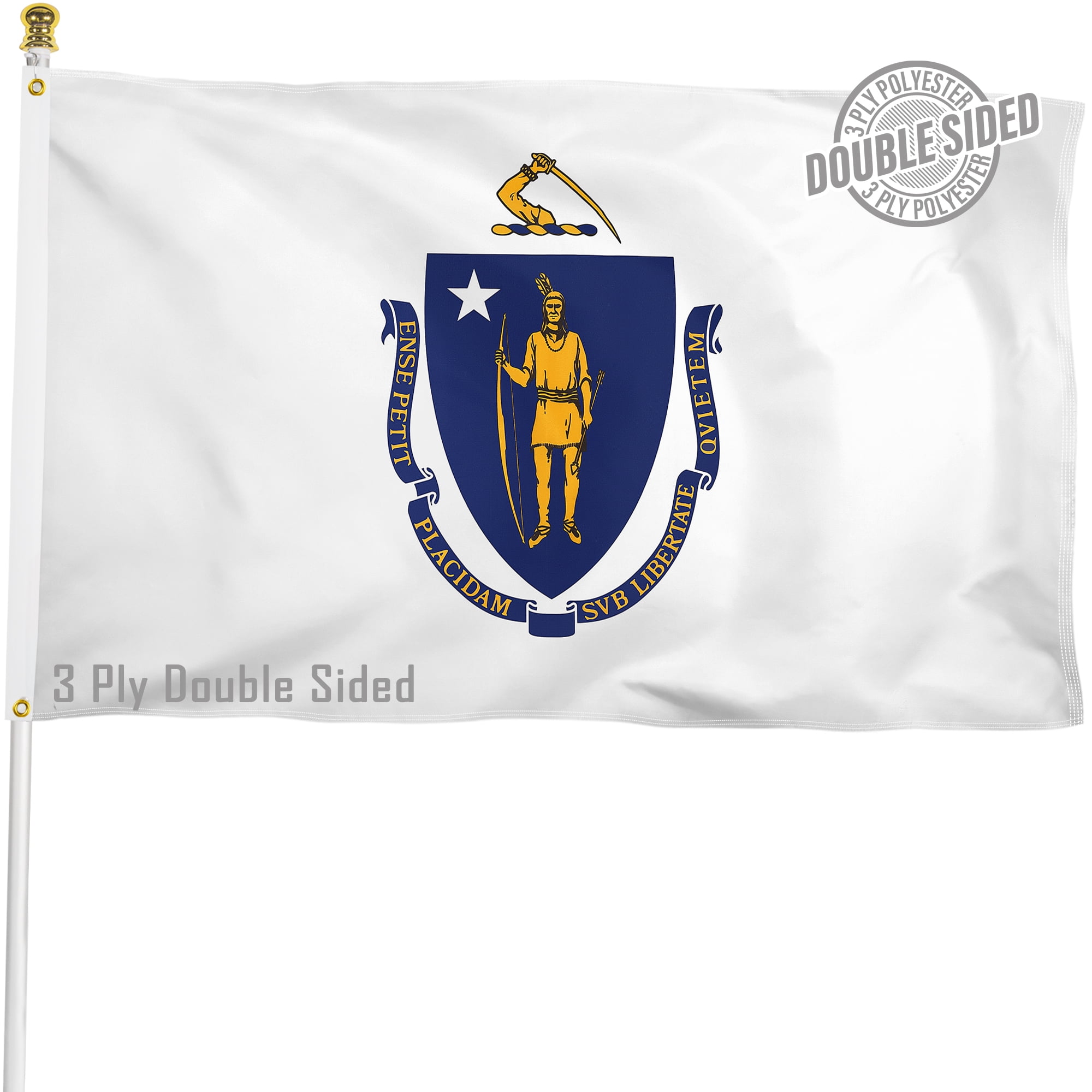 Massachusetts State Flag 3x5 ft Double Sided, Heavy Duty 3 Ply Durable ...