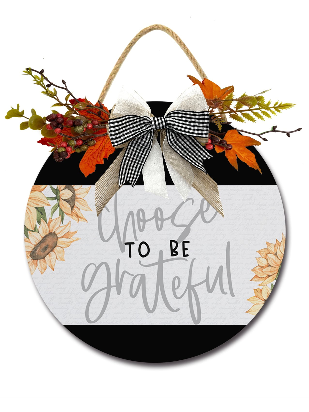 Choose To Be Grateful Sign Front for Door Decoration, 11 in Round Wood ...