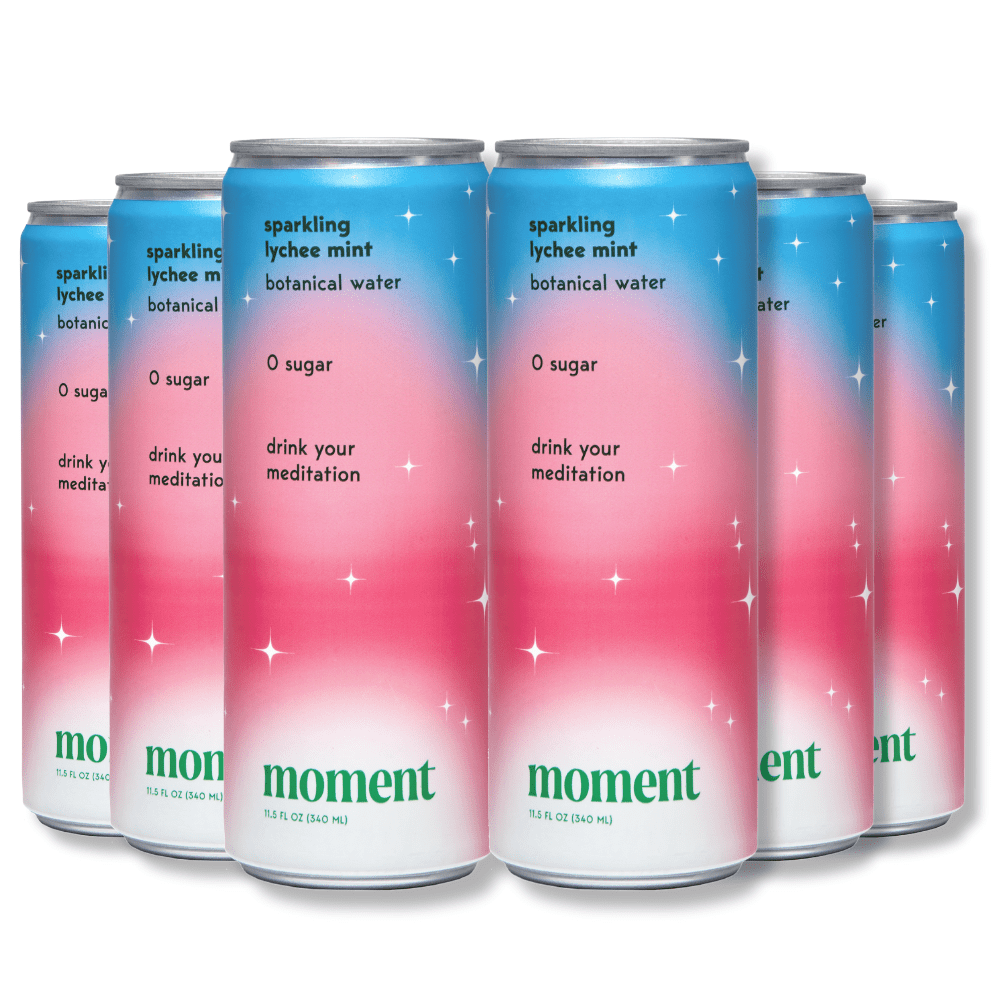 Moment Adaptogen Drink, Sparkling Lychee Mint, 0 Sugar, with L-Theanine ...