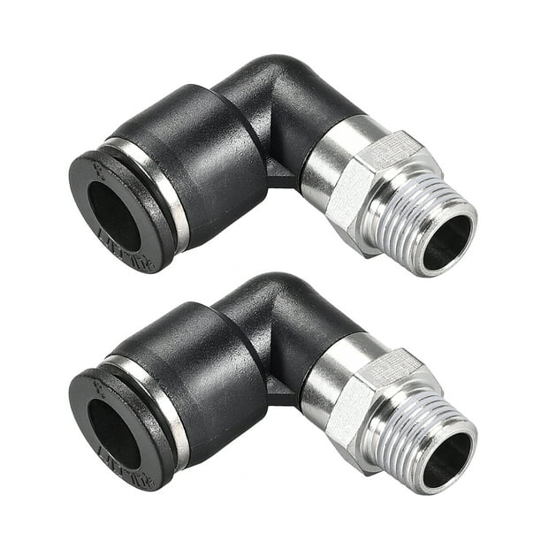 Push to Connect Tube Fitting Male Elbow,8mm Tube OD x 1/8 NPT Thread Pneumatic Air Push Fit Lock ...