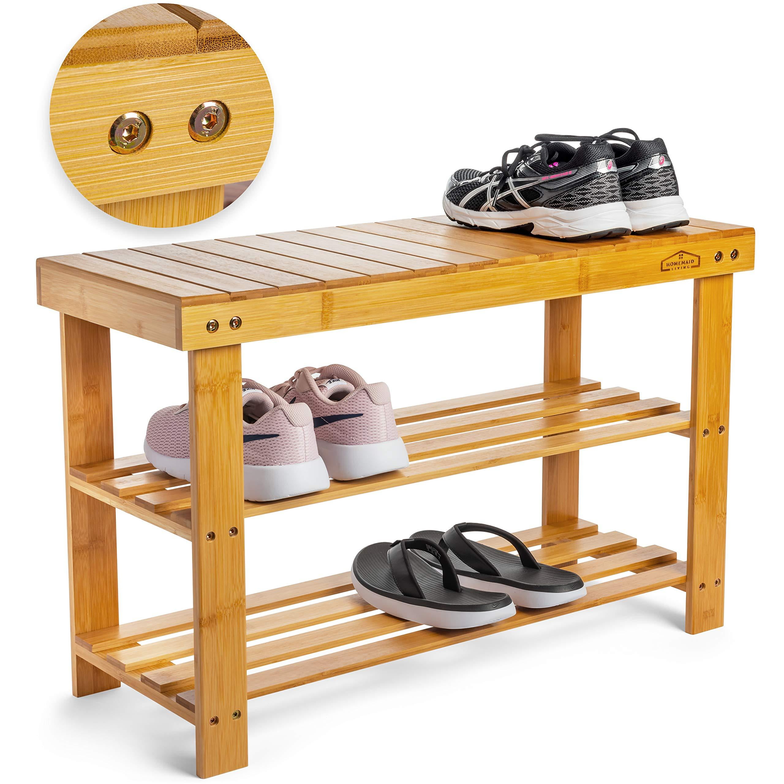 Homemaid living bamboo shoe rack bench store