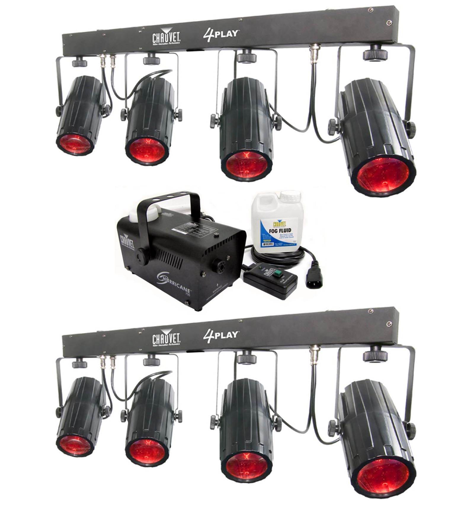 (2) CHAUVET 4PLAY LED DMX Light Beam/Bar Effect Systems + H700 Fog ...