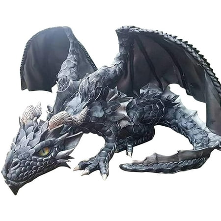 Squatting Dragon Sculpture, Black Dragon Statue, Resin Lifelike Dragon ...