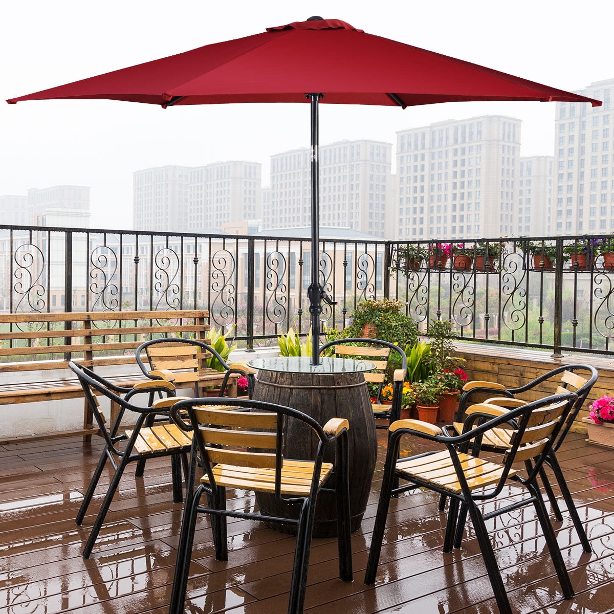 Click here for Costway 10ft Patio Umbrella 6 Ribs Market Steel Ti... prices