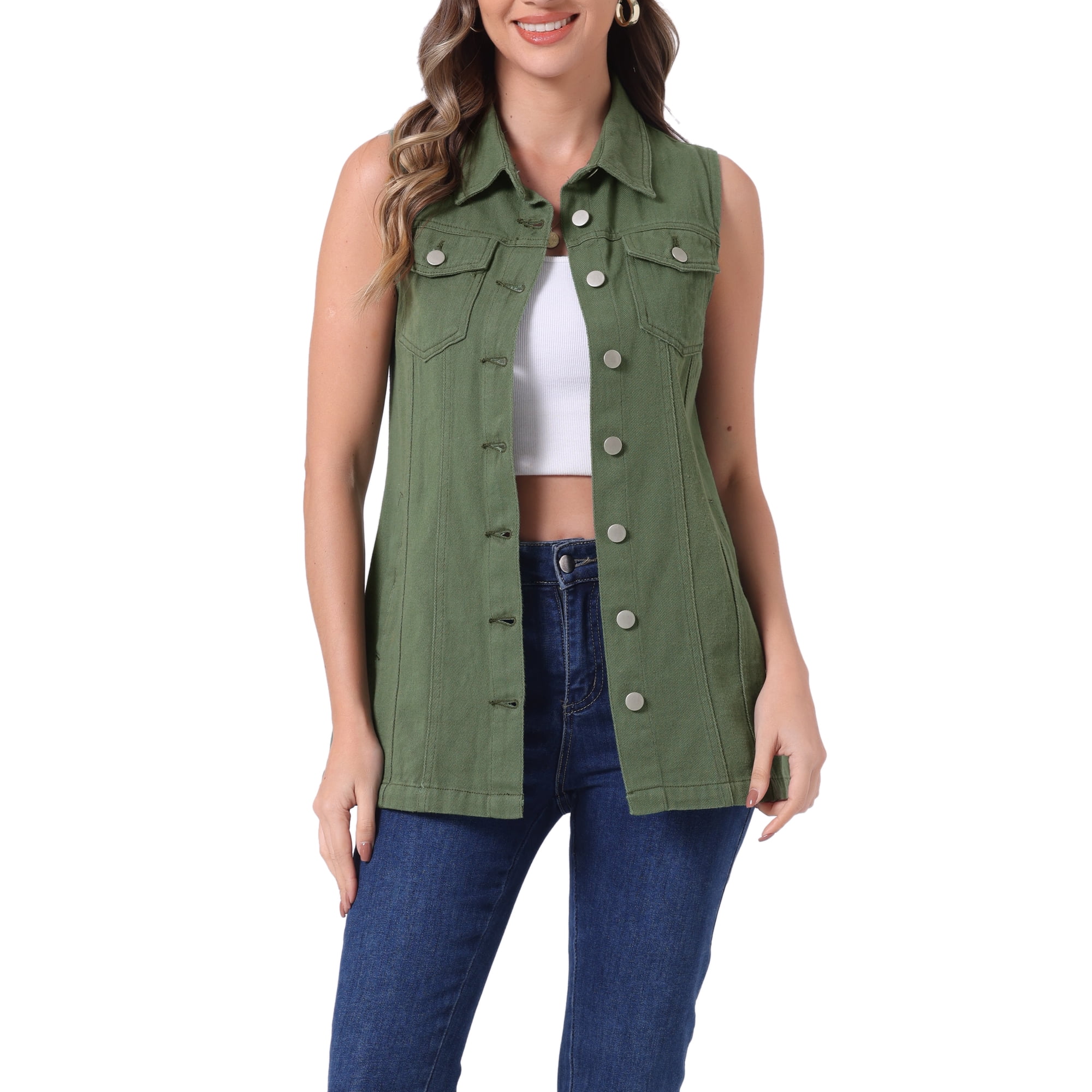 Click here for Inspire Chic Womens Denim Vest Sleeveless Button D... prices