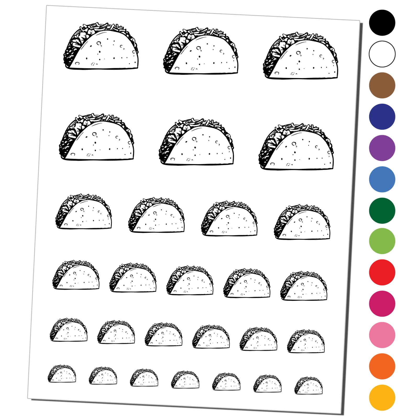 Detailed Taco Sketch Mexican Cuisine Food Water Resistant Temporary ...