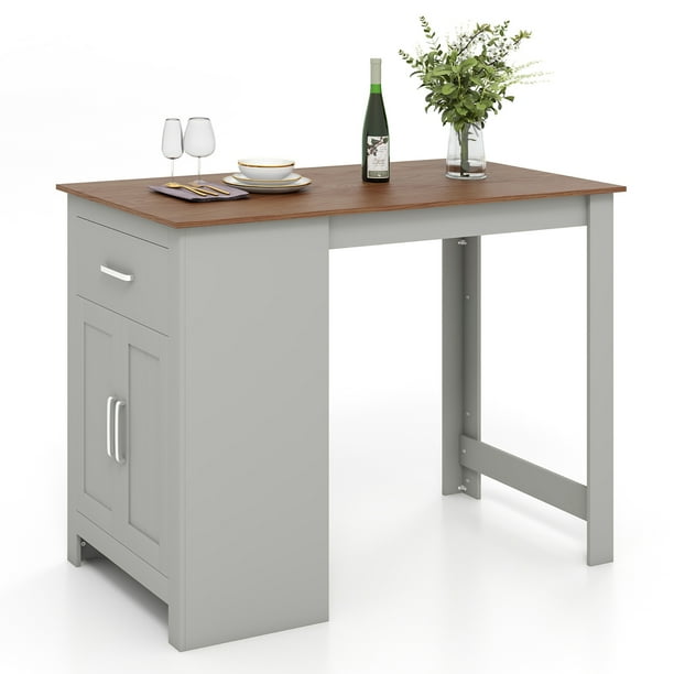 Costway Bar Table 35.5'' Counter Height Dining Table with Storage ...