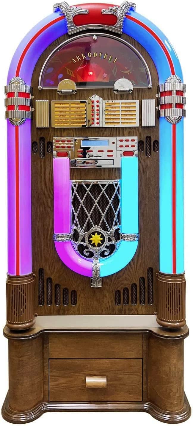 Arkrocket Saturn V Full Size Jukebox Vinyl Record Player Bluetooth USB ...