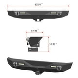 Vijay Texture Rear Bumper with Spotlights Fits 2018-2024 Jeep Wrangler ...
