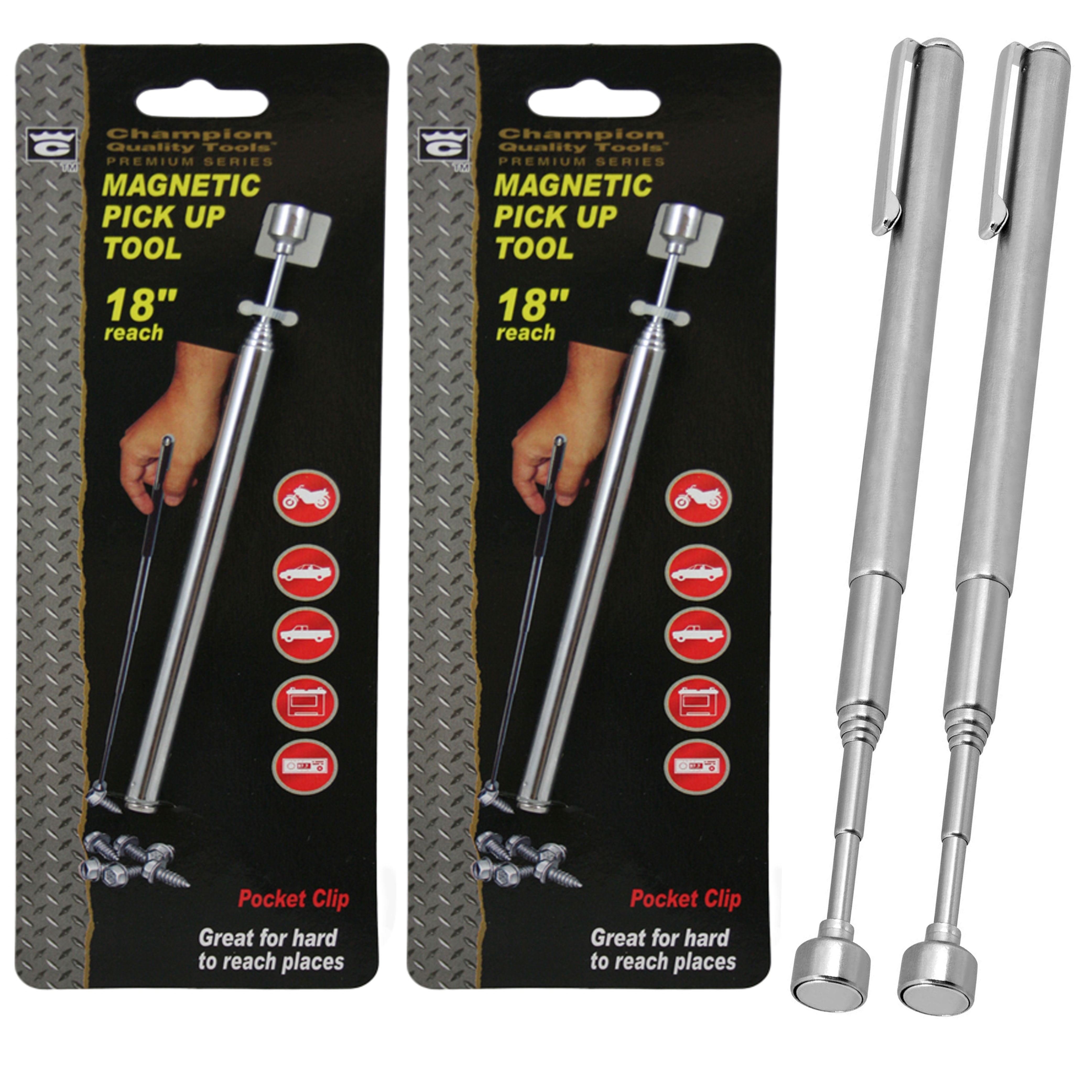2 Pc Magnetic Pick Up Grabber Tool Telescoping Magnet Extension ...