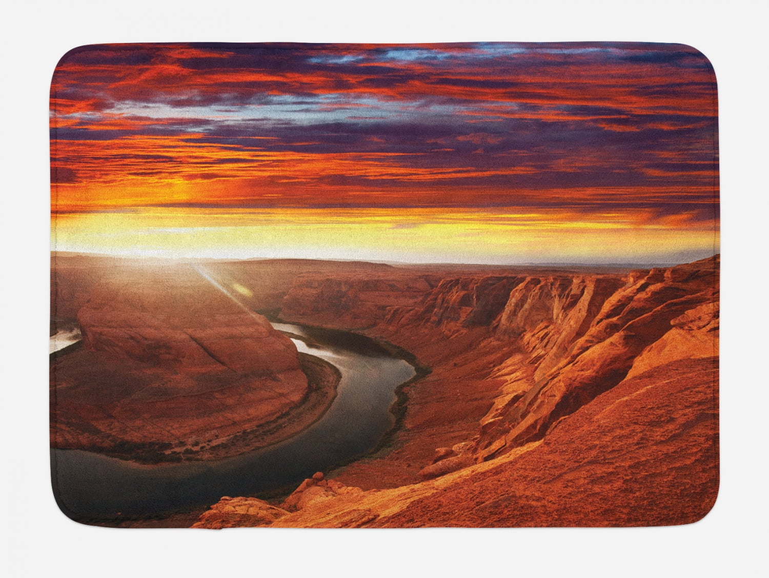 Landscape Bath Mat, Fantastic Scenery of the River Between Rock Cliffs ...