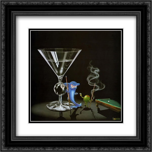 Pool Shark 2x Matted 16x16 Black Ornate Framed Art Print by Michael ...