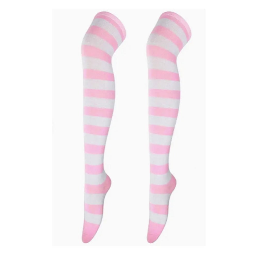 Click here for Sock Panda Striped Patterned Socks (Thigh High) Pi... prices