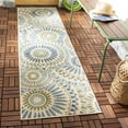 SAFAVIEH Veranda Petra Geometric Indoor/Outdoor Runner Rug, Cream/Green ...